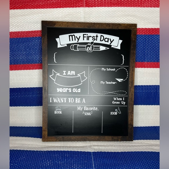 Loddie Doddie | Art | Nwot First And Last Day Chalkboard Rustic Wood ...
